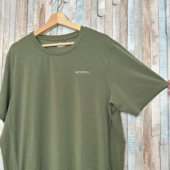 Merrell | Shirts | Merrell L Tencel Short Sleeve Tee Olive Green Stripe ...